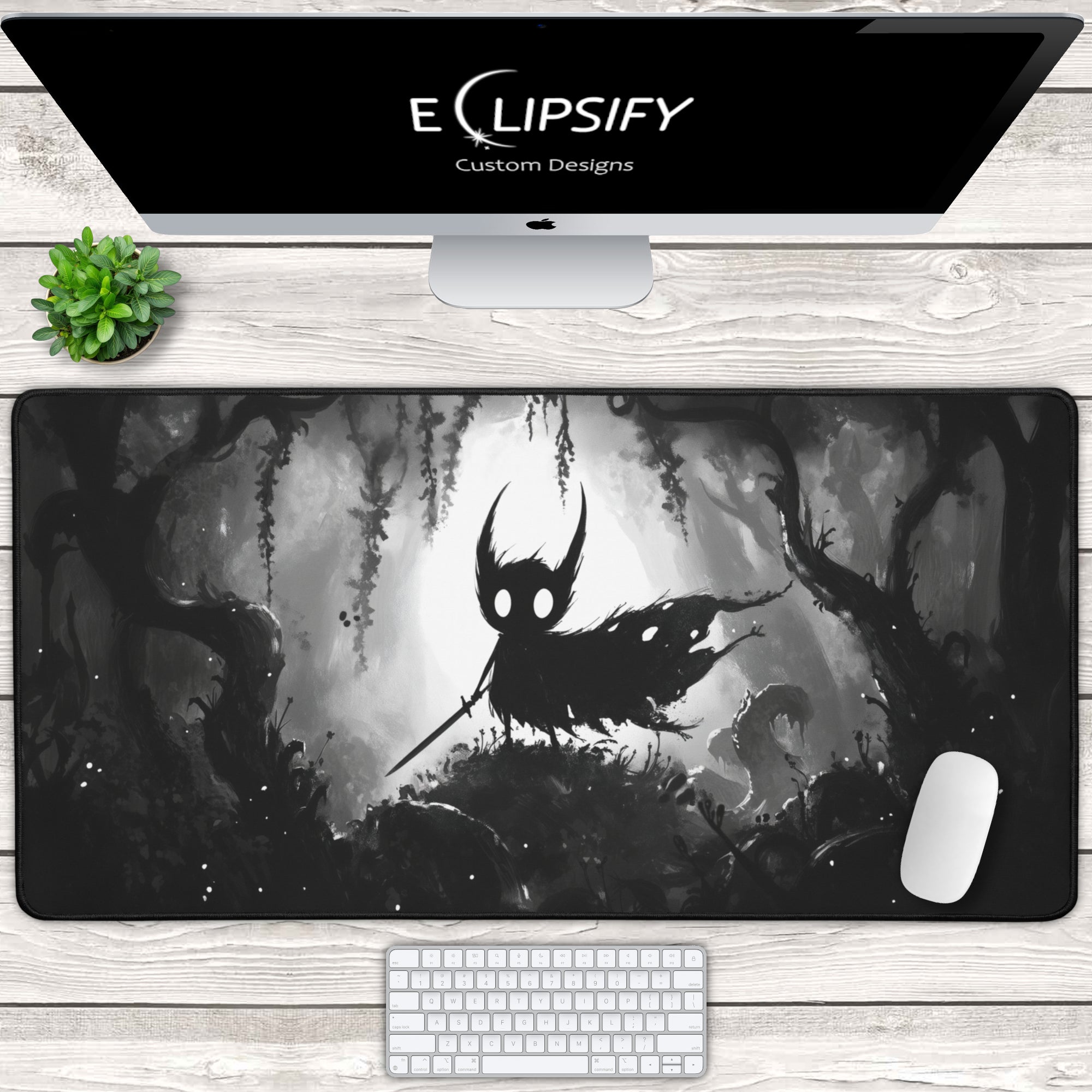 The Hollow Guardian: Mythical Knight Gaming Mouse Pad – Eclipsify