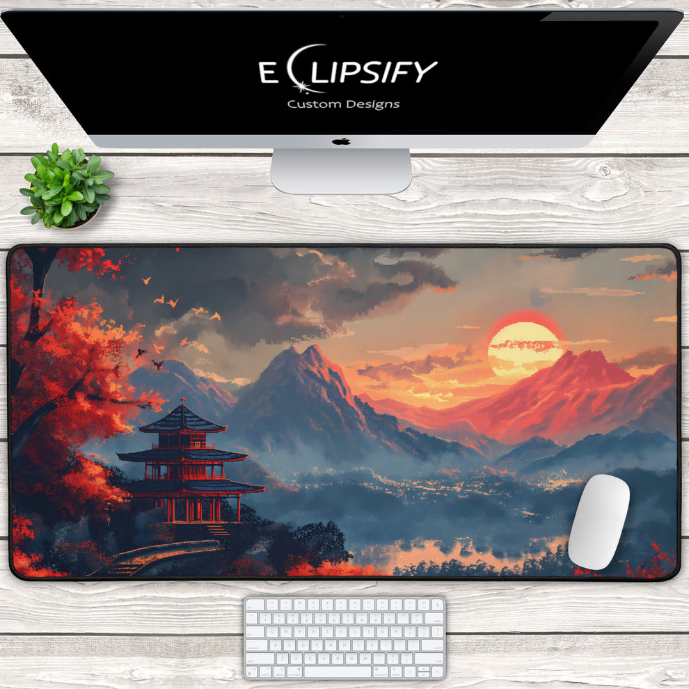 Sacred Zen: Japanese Pixel Art 8 Bit Landscape Gaming Mouse Pad – Eclipsify